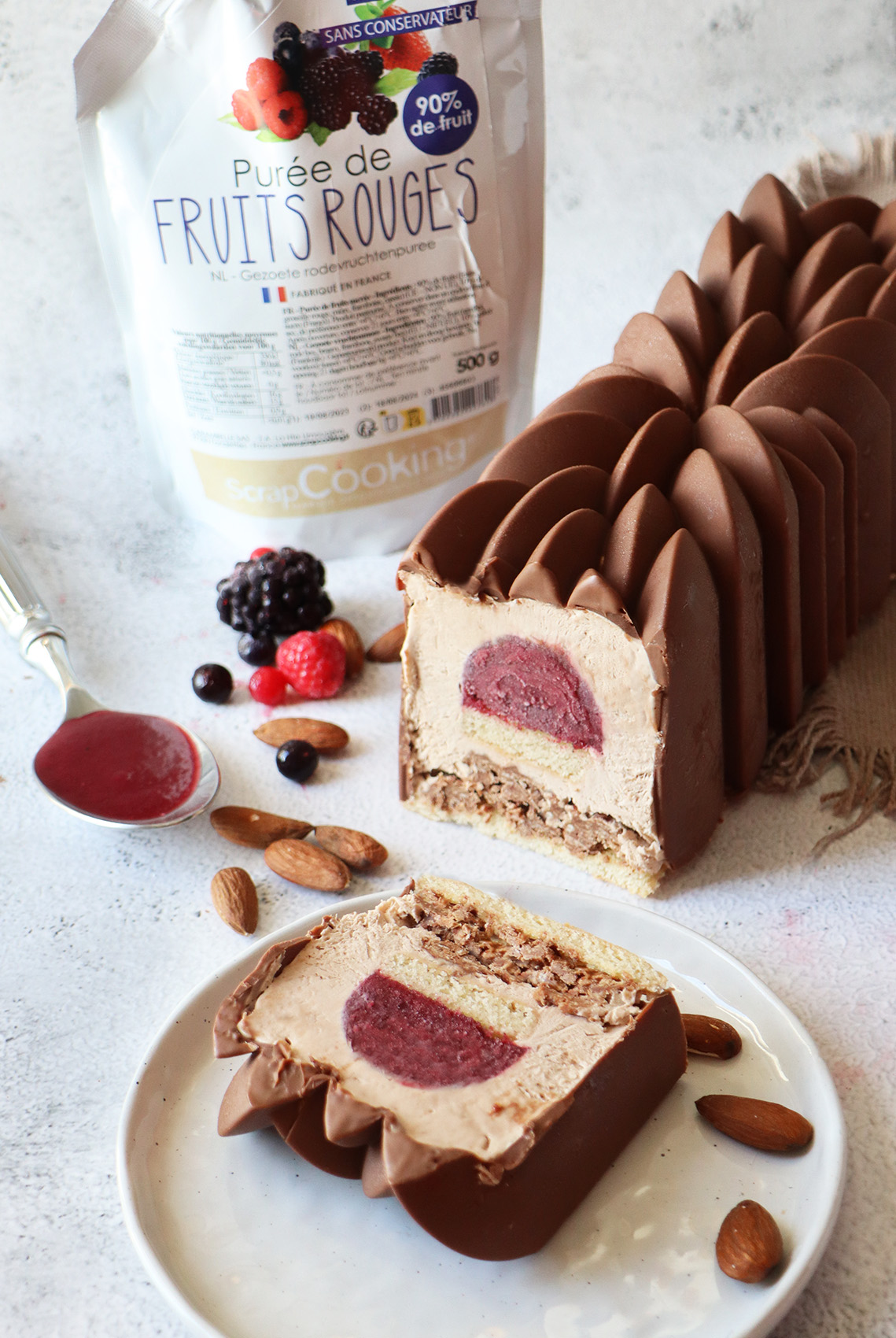 Recette bûche chocolat fruits rouges