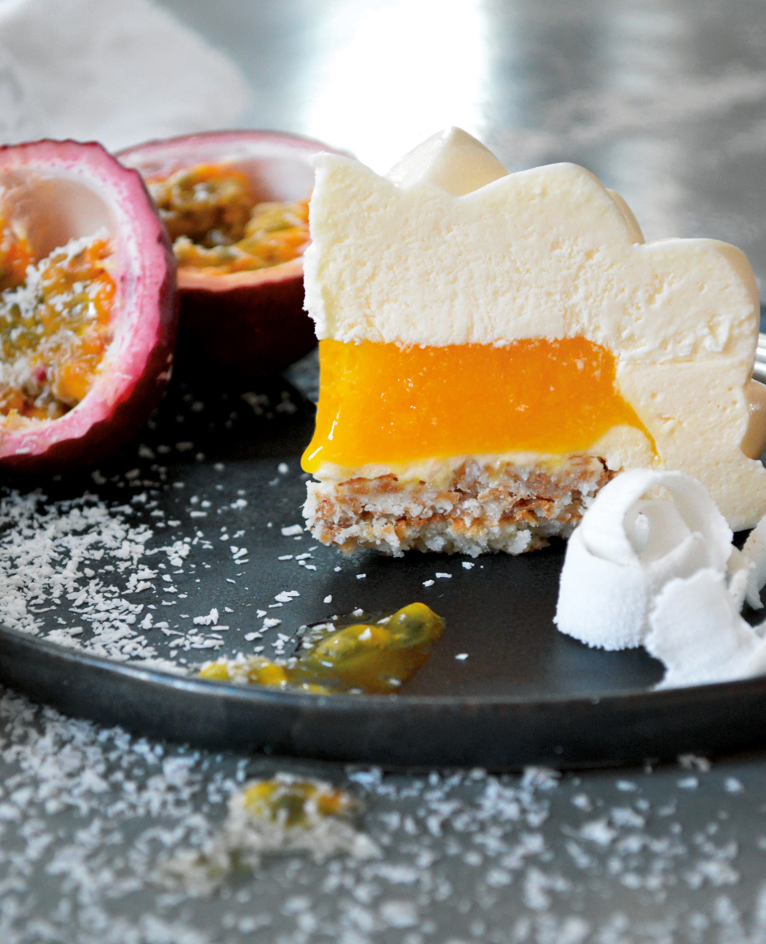 Recette de l'entremets coco mangue passion